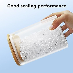 XHKDSYMC 5 Pack Glass Food Storage Jars, Clear Glass Canister Food Jar with Bamboo Wooden Lid Food Storage Container for Sugar, Pasta, Snack, Coffee Beans, Cookies, Nuts, Coffee Beans