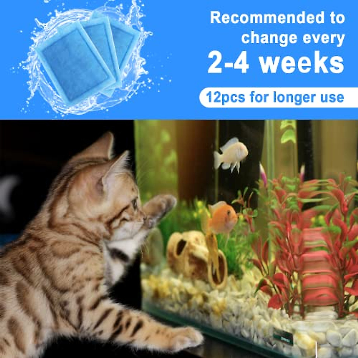 Gekufa 12 Pcs Aquarium Filter Cartridges for Aqua-Tech 30-60/20-40 Gallon Fish Tank Power Filter Replacement, EZ-Change #3 Fish Filter Cartridge