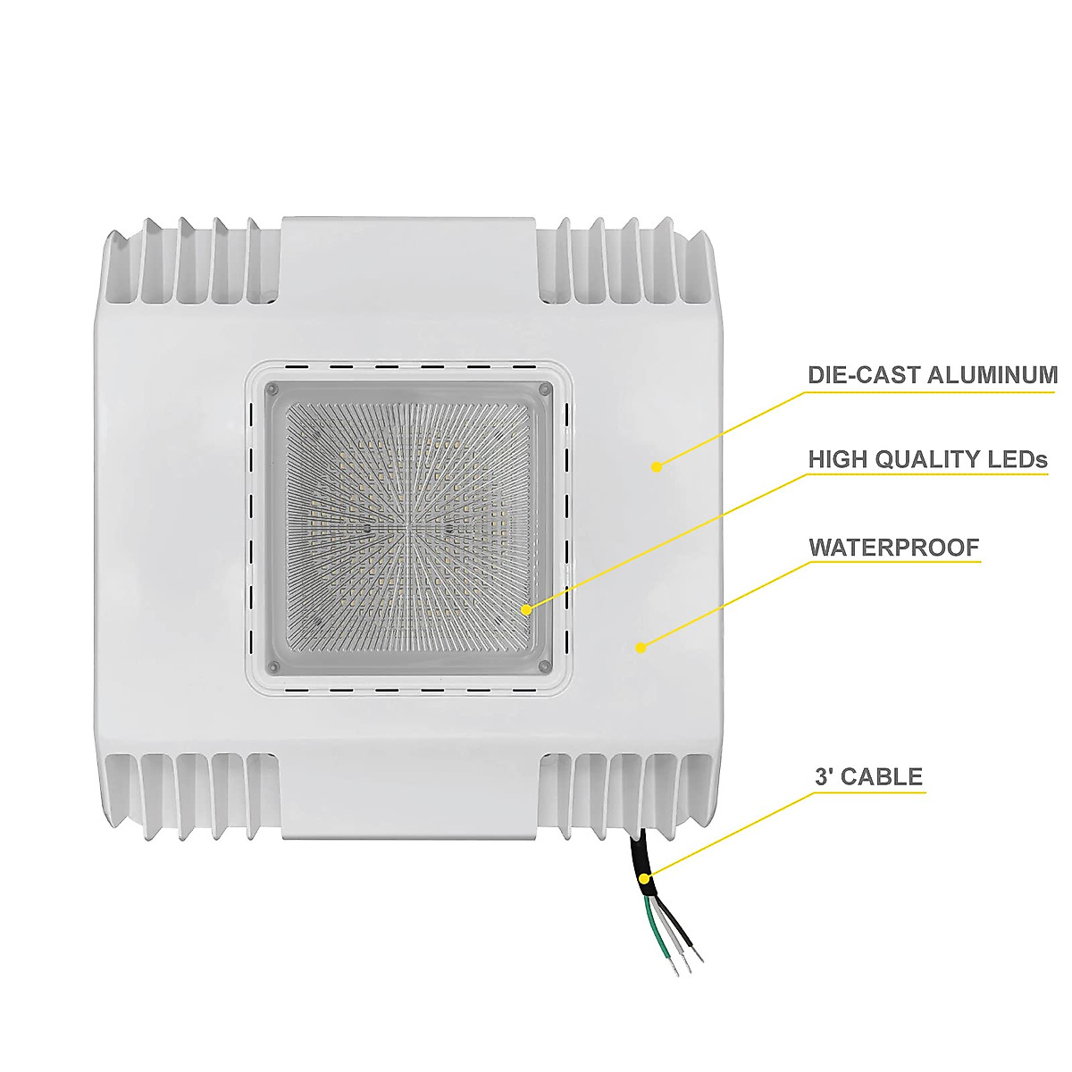 NUWATT LED Waterproof Canopy Gas Station Light Fixture 150W, Ultra Bright Daylight 5000K, 18000 Lumens, Internal Driver, Outdoor High Bay Garage Carport 120-277V DLC Listed