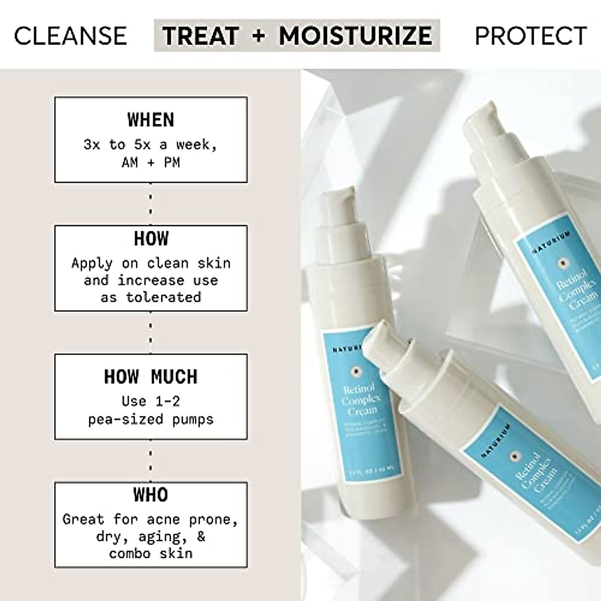 Naturium Retinol Complex Face Cream 2.5% Plus Bakuchiol & Biomimetic Lipids, Moisturizing Skin Repair Facial Cream, 1.7 oz