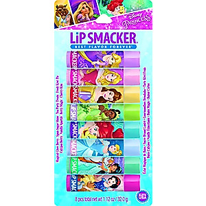 Lip Smacker Disney Princess Flavored Lip Balm Party Pack 8 Count, Clear, For Kids