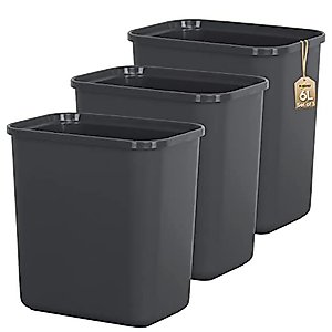 kubvici 6L Mini Trash Can 1.6 Gallon Trash Can Set of 3 Suitable for Bathroom, Car, Bedroom, Kitchen, Office, Living Room (Charcoal Gray, 3)