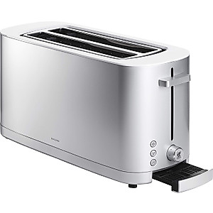 ZWILLING Enfinigy 2 Long Slot Toaster, 4 Slices with Extra Wide 1.5" Slots for Bagels, 7 Toast Settings, Even Toasting, Reheat, Cancel, Defrost, Silver
