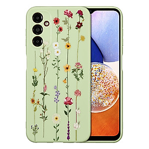 ZTOFERA Floral Case for Samsung Galaxy A14 5G,Clear Cute Flower Pattern Case for Girls Women,Flexible Silicone Protective Slim Shockproof Bumper Phone Case for Samsung Galaxy A14 5G,Green