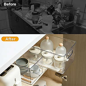 Summark 4 PCS Pull out Rail for Baskets or Bins.Storage and Organization Accessories for Cabinet,Shelves.DIY Drawer Organizers Slides