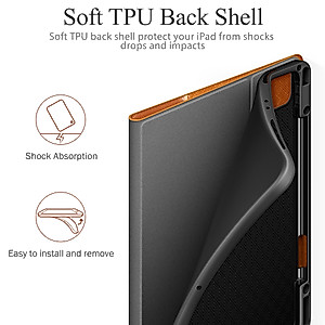 KingBlanc for iPad Pro 12.9 Case 6th/5th/4th/3rd Generation (2022/2021/2020) with Pencil Holder, PU Leather Smart Stand Cover, Auto Sleep/Wake, Apple Pencil2 Charging, Multi-Angle for Typing, Brown