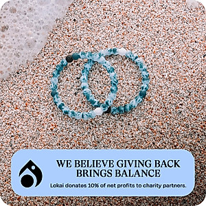 Lokai Hawaiian Silicone Beaded Bracelet for Women & Men, The Surf Collection - Ohana, (Large, 7.5 Inch Circumference) - Silicone Jewelry Fashion Bracelet Slides-On for Comfortable Fit