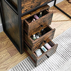 Narrow Storage Dresser with 3 Drawers, Solid Wood Vertical Storage Cabinet for Small Spaces and Gaps Slim Side Storage Organizer Rack Stand for Living Room Bedroom Laundry Closet Rustic Brown 21304RC