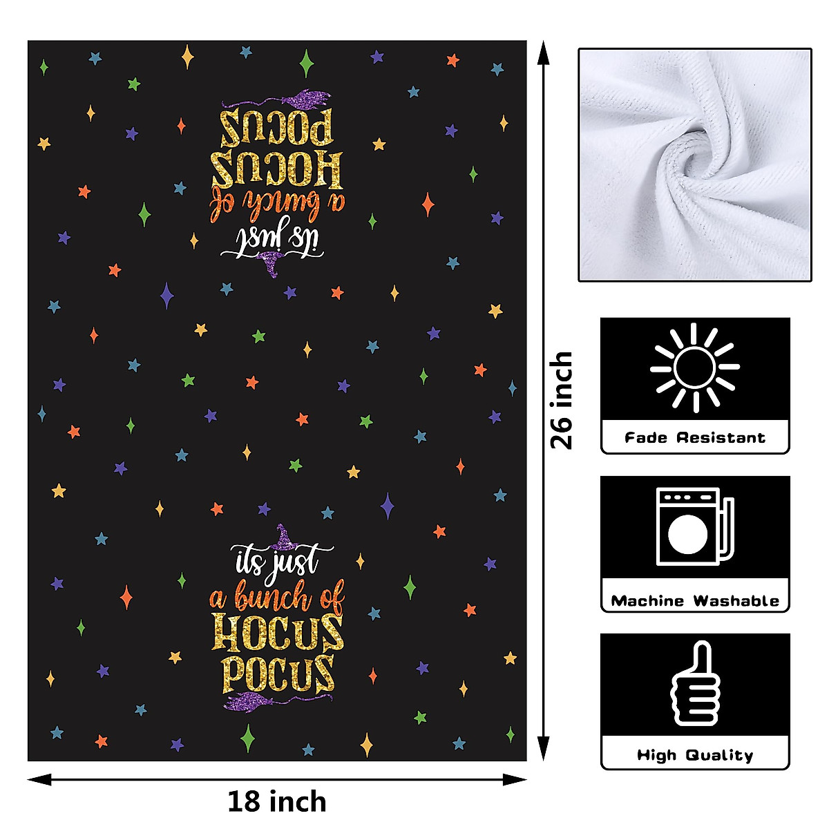 peony man Set of 4 Halloween Kitchen Towels Witch Dish Towels Hocus Pocus Amuck Tea Towels Halloween Hand Towel Drying Cloth for Holiday Kitchen Bathroom Party Supplies, 18" x 26"