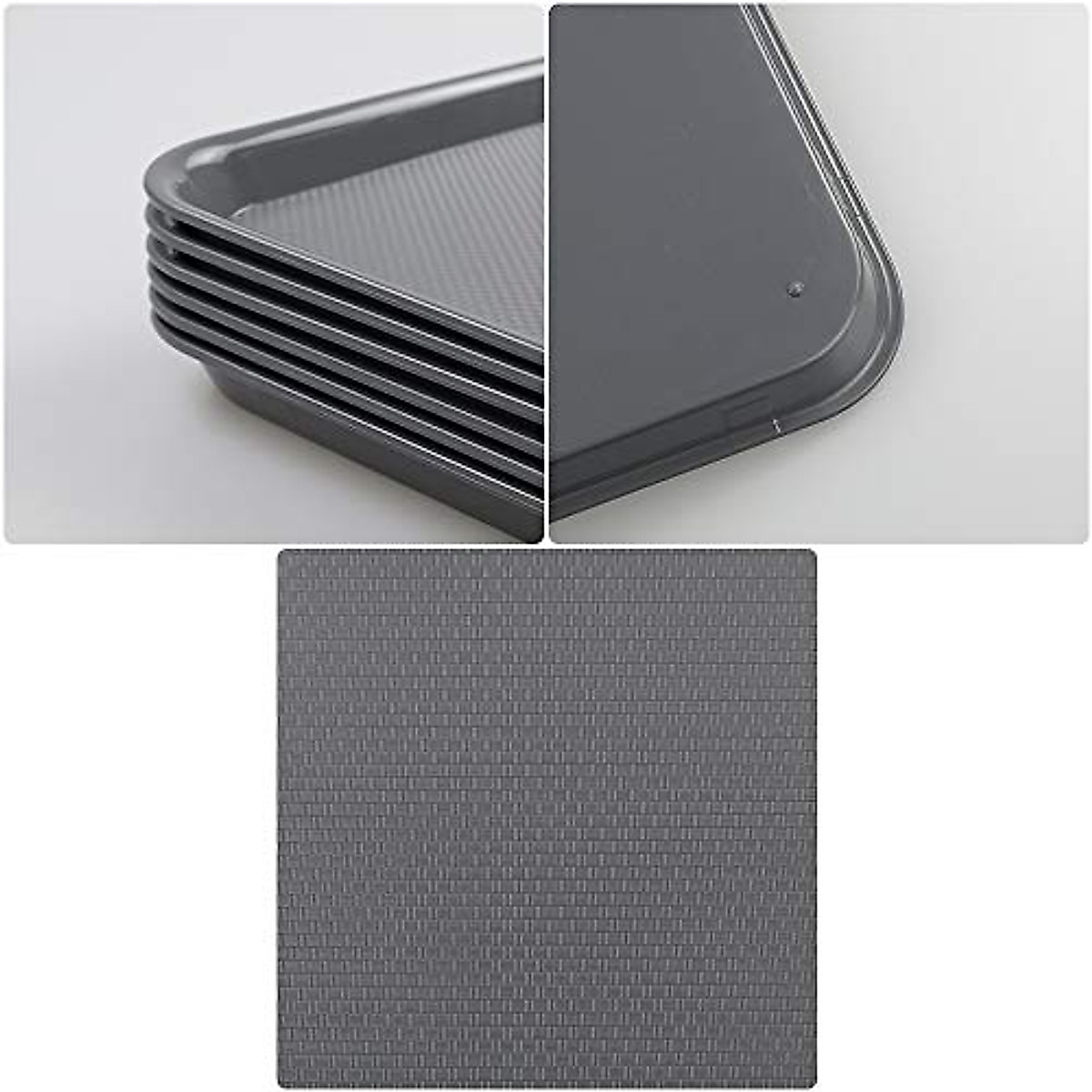 Readsky 6 Pack Plastic Serving Tray, Fast Food Plastic Trays, Deep Gray
