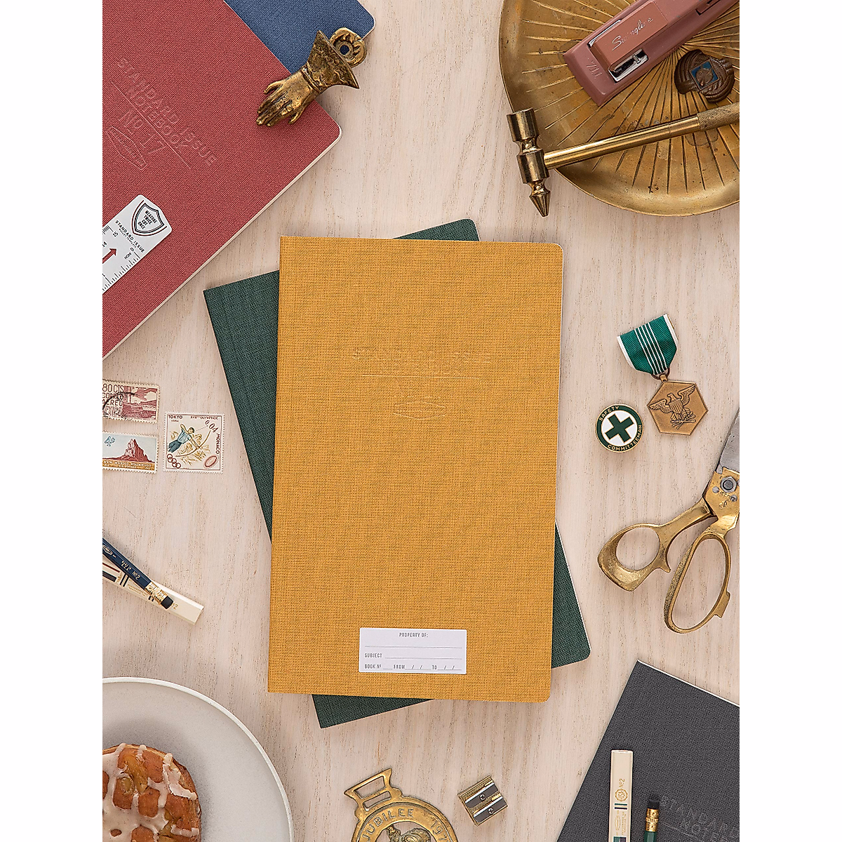 DesignWorks Ink Standard Issue No. 17 Hardcover Cloth Green 7.25" x 11.75" Tall Notebook Journal with 96 Lined Pages - Perfect for Office Work, Writing, and Journaling