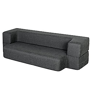 MAX WOTU 75" L Folding Sofa Bed Couch Memory Foam Futon Out Couch with Washable Cover for Sleeper Chair Convertible Guest Bed Full Size, Dark Grey for Living Room/Dorm/Guest Room/Apartment