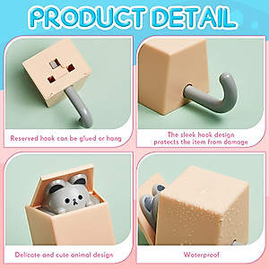 Weysat Creative Cat Key Hook (5Pcs), Cute Pet Adhesive Wall Hooks for Hat, Scarf, Towel, Bag, Waterproof ABS Material, Without Drilling, Kawaii Decorations for Home