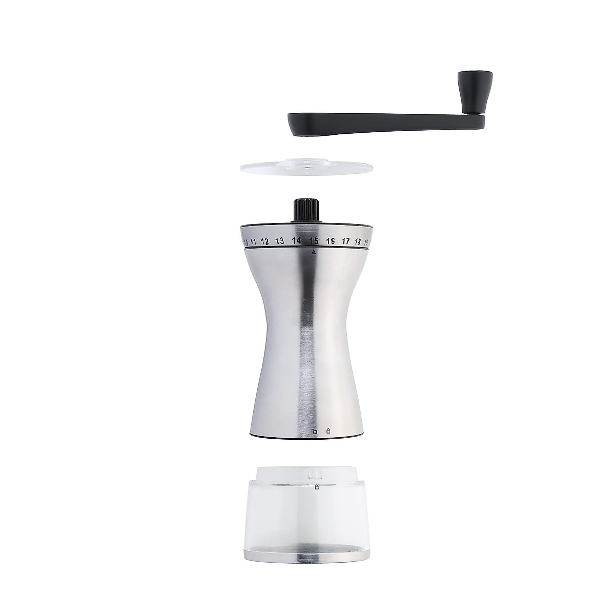Zassenhaus Manaos Manual Coffee Grinder - Stainless Steel Mill - 2.5 Ounce, 9.5-Inch Hand Bean Grinder for Fresh Coffee