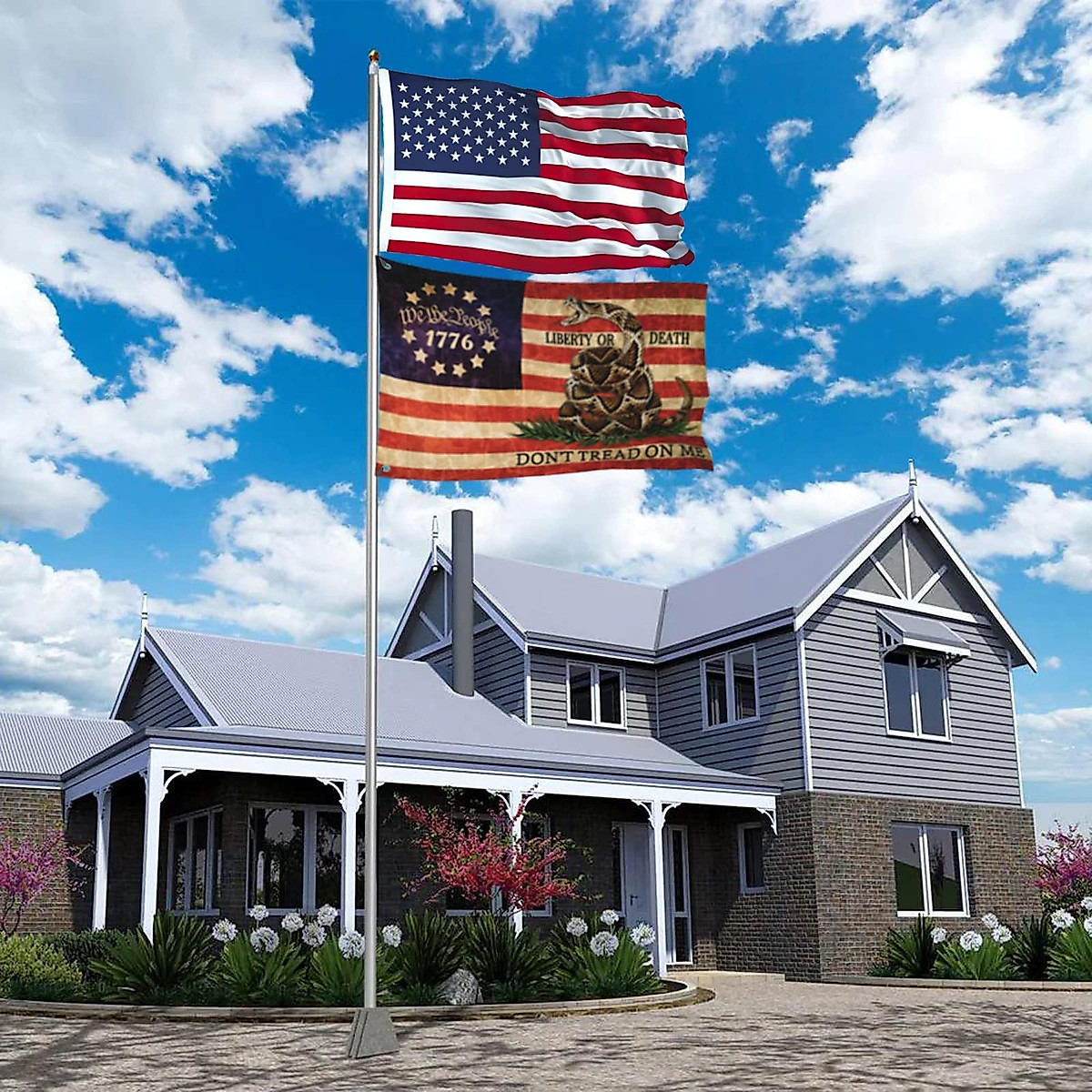 Hnjgno Dont Tread On Me Flag We The People 3x5 Ft 1776 Retro American Polyester Double Sided Mirror Printing Outdoor House Patriotic Banner Decorate Yellow (SRF-054)