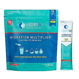 Liquid I.V. Hydration Multiplier - Strawberry - Hydration Powder Packets | Electrolyte Drink Mix | Easy Open Single-Serving Stick | Non-GMO | 16 Sticks