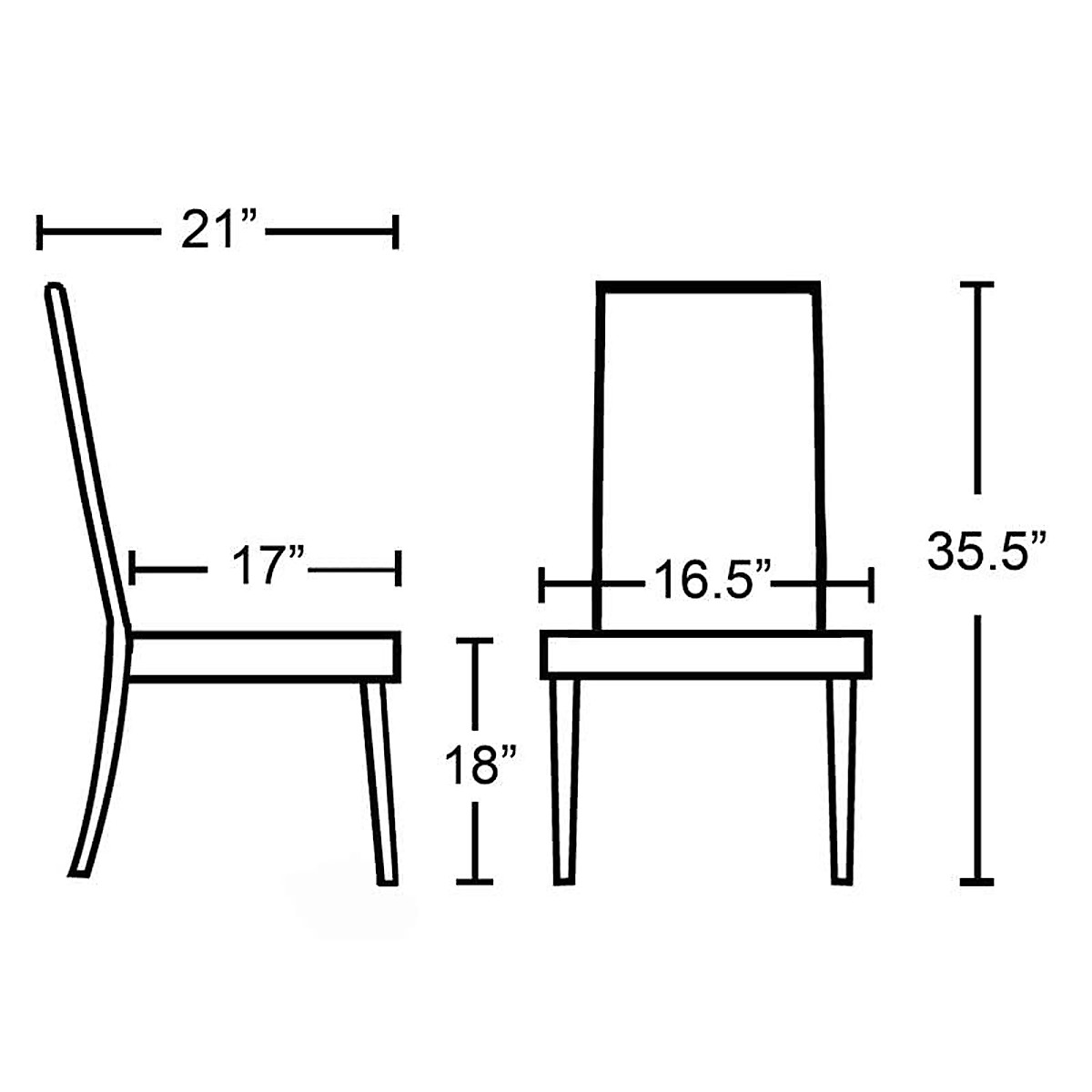 Roundhill Furniture Urban Style Solid Wood Leatherette Padded Parson Chair, Black, Set of 2