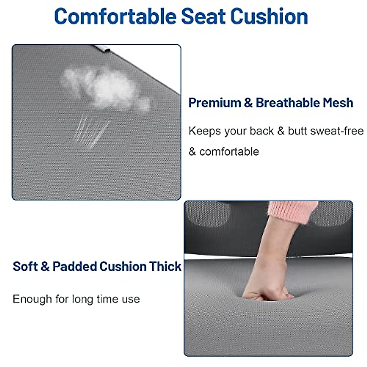 HOFFREE Ergonomic Office Chair High Back Executive Mesh Desk Chair with Adjustable Lumbar Support Headrest and Flip-up Armrest Swivel Task Chair for Home Office Chair Grey and White