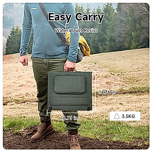 POWERWIN 110W Portable Solar Panel 18V Foldable with Carry Case Solar Cell Charger with 2 USB Outputs IP65 Water & Dustproof Design for Camping RVs Off Grid Emergency Power