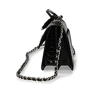 Steve Madden womens Steve Madden STAKESC Croco Crossbody, Black, One Size US