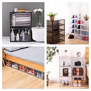 Attelite Drop Front Shoe Box, Stackable Plastic Shoe Box with Magnetic Door, As Shoe Storage Box and Clear Shoe Box,For Display Sneakers,Easy Assembly,Fit up to US Size 12