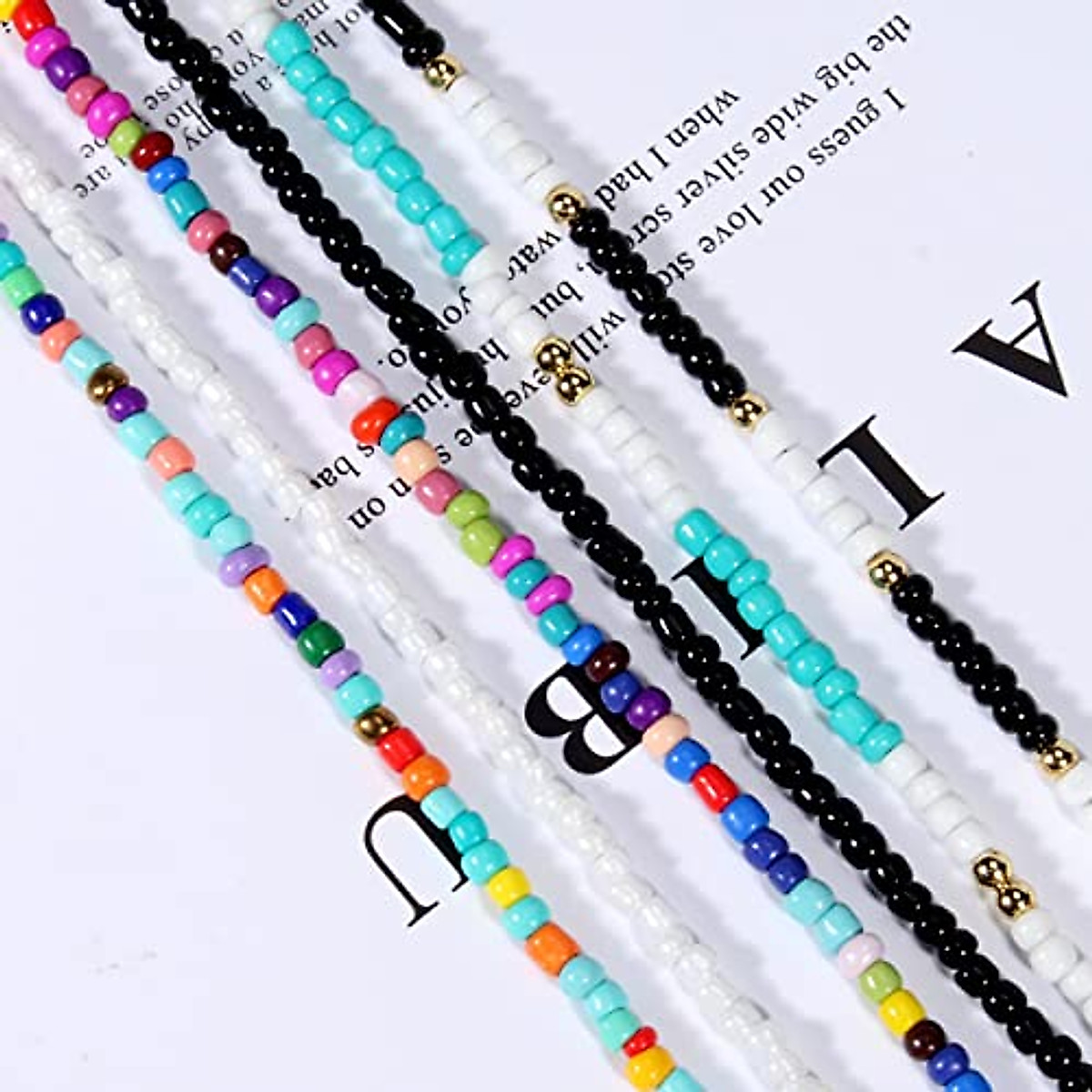 ONESING 12 Pcs Beaded Necklace Women Bohemian Necklaces for Teen Choker Necklace for Women Beaded Choker Necklace Cute Things for Teen Beach Necklaces Seed Bead Necklace