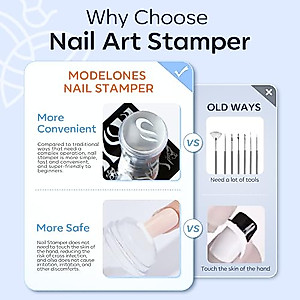 modelones French Tip Nail Stamp - 6Pcs Silicone French Nail Stamper Double Head French Tip Nail Tool for French Nail with Scrapers & Silicone Nail Stamper Kit DIY French Manicure Kit at Home