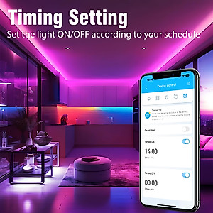 VOLIVO Smart Bluetooth Led Lights 50ft, App Controlled Music Sync Led Light Strips with Remote, 5050 RGB Color Changing Led Lights Strip for Bedroom, Home, TV, Kitchen