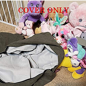 SANMADROLA Stuffed Animal Storage Bean Bag Chair Cover (No Filler)for Kids and Adults. Premium Corduroy Stuffable Beanbag for Organizing Children Plush Toys or Memory Foam Extra Large 300L (Warm Grey)