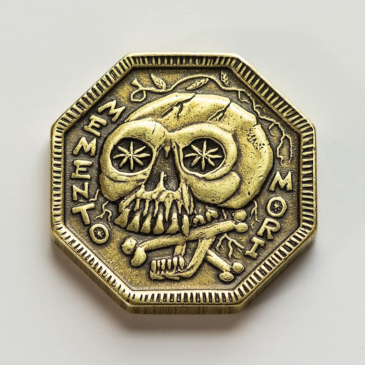 Memento Mori Brass Coin | Memento Vivere Stoic Reminder Token