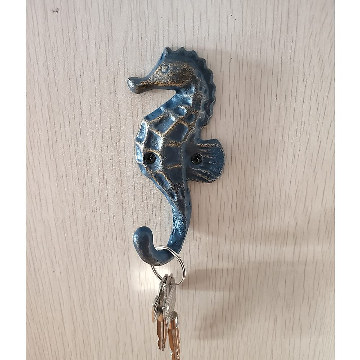 WINTENT Turquoise Patina Cast Iron Seahorse Wall Hooks