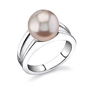 The Pearl Source 10-11mm Genuine Pink Freshwater Cultured Pearl Kasandra Ring for Women
