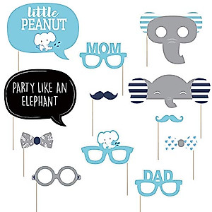 PGNART Baby Shower Decorations for Boy Table Decorations Blue Centerpiece Sticks Photo Props It's A BOY Banner OH Baby Balloon Mom to Be Sash Backdrop Lanterns Honeycomb Fan Poms White Grey Silver Kit