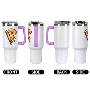 Cute Pizza Insulated Tumbler with Lid And Straw Stainless Steel Travel Coffee Mug 40oz Violet-style