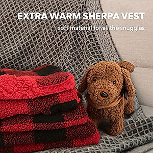 Dog Coats Extra Warm Dog Jacket Fleece Cold Weather Dog Fleece Vest Velcro Opening for Harness Cute Cat Clothes Puppy Coats (Red, XL)