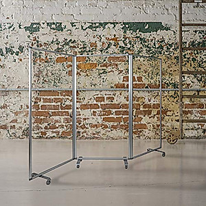 Flash Furniture Mobile Freestanding Clear Room Divider Partition Portable Roll Up Banner Sneeze Guard for Offices, Restaurants, Lobbies and Other Public Areas