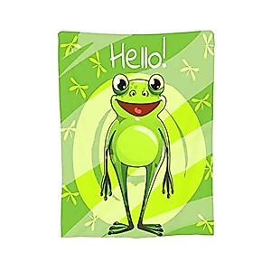Funny Green Frog Throw Blanket Cartoon Cute Frog Print Blanket Gifts for Frog Lovers Kids Adults Super Soft Cozy Fleece Warm Lightweight Plush Blanket Decor for Living Room Couch Bed Dorm 40''X50''