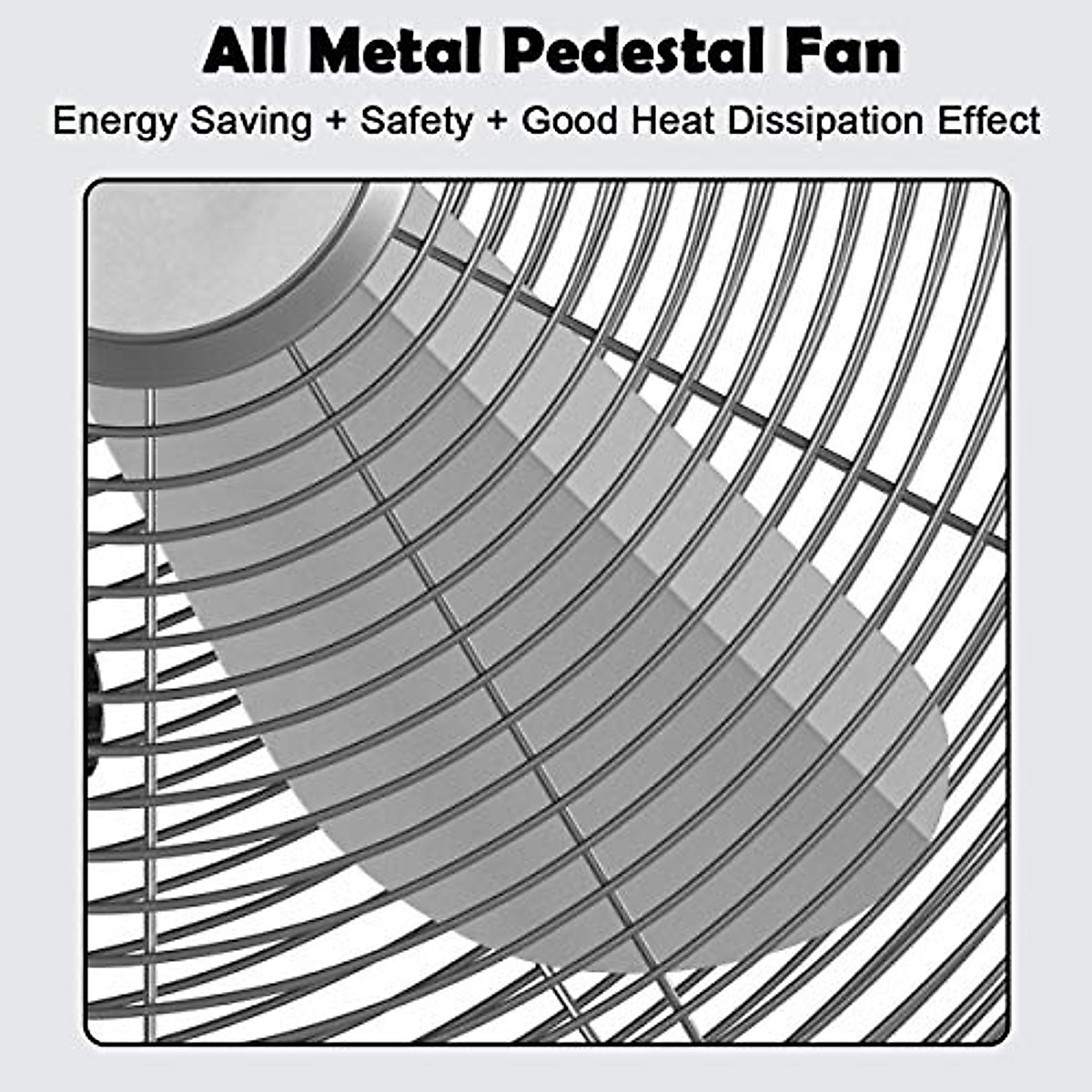 COSTWAY Metal Pedestal Fan, 18-Inch Quiet Oscillating Standing Fan with Height Adjustable, 3 Wind Speed, 4 Blades, Widespread Stand Floor Fan for Bedroom, Room, Home, Office, Shop (Black bronze)