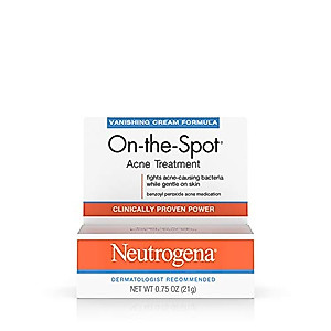 Neutrogena On-The-Spot Acne Spot Treatment with 2.5% Benzoyl Peroxide Acne Treatment Medication to Treat Face Acne, Gentle Benzoyl Peroxide Pimple Cream for Acne Prone Skin Care.75 oz