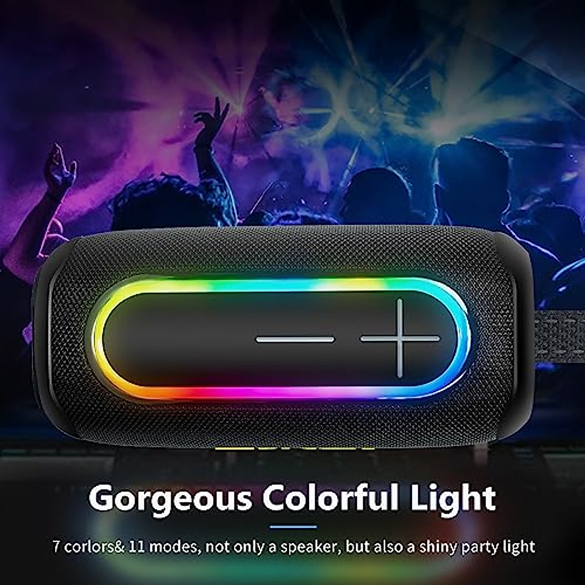 AWEI Loud Bluetooth Speakers, 40W Deep Bass Portable Wireless Speaker, Build-in MIC, IPX7 Waterproof with Dynamic RGB Light, Outdoor Bluetooth Speaker Via Bluetooth 5.3/3.5mm Aux-in/TF Card Connection