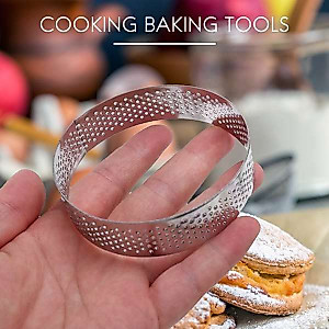 Bzocio 12 Pack Stainless Steel Tart Rings 3 in,Perforated Fruit Pie Quiches Cake Mousse Ring,Cake Ring Mold,Round Cake Baking Tools,Kitchen Baking Mould,Cake Rings for Baking 8cm.
