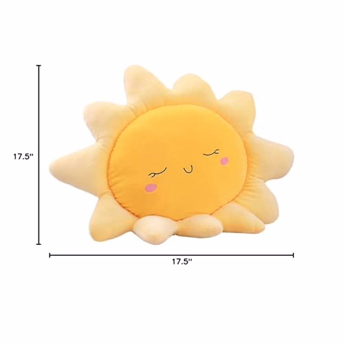 unlockgift Cuddly Plush Sun Pillow, Cloud Decorative Pillow for Bedroom, Playroom, Nursery, Cute Photo Props Pillow-01 Sun,17.5"
