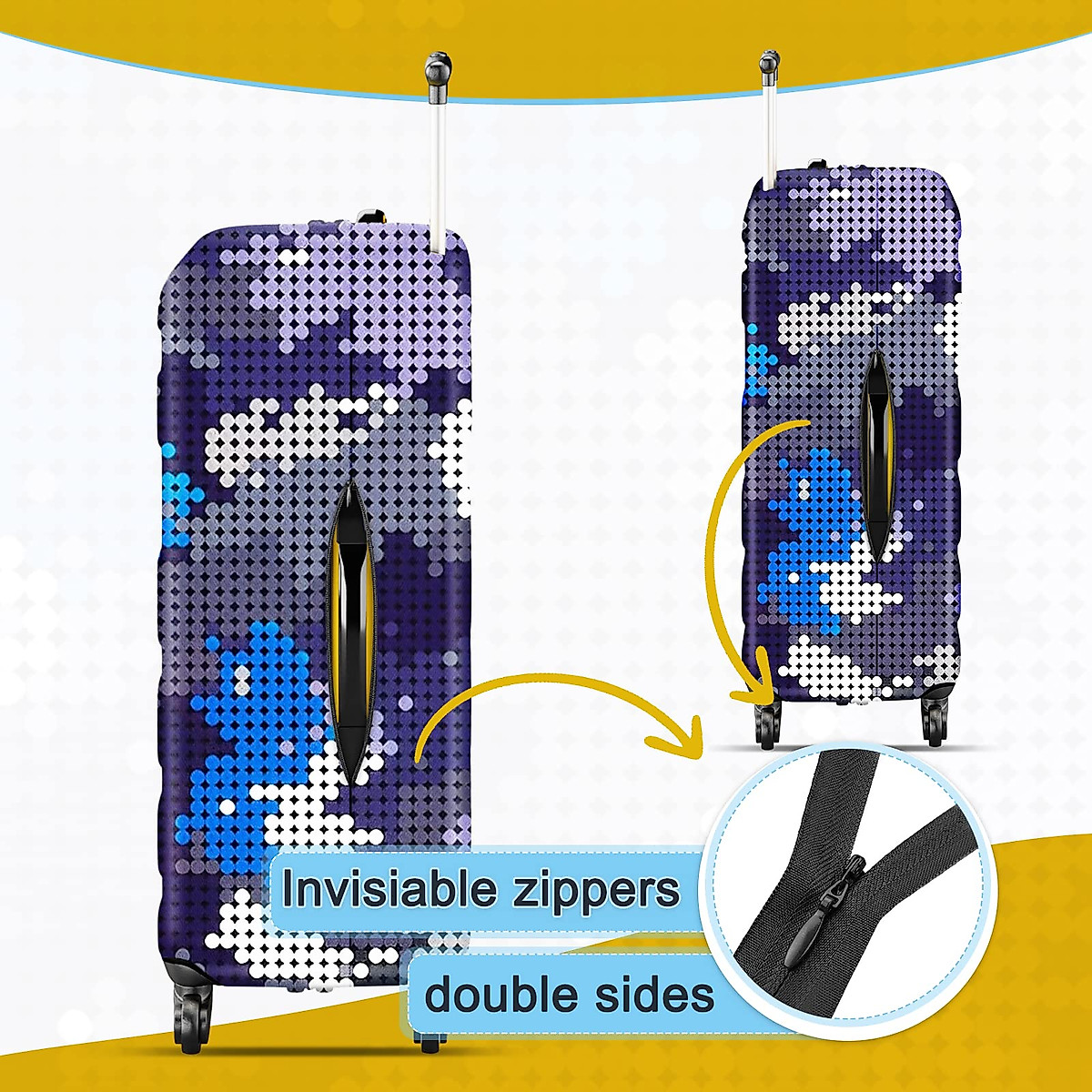 Feybaul 20/24/28/30 Inch PVC Luggage Protector Covers for TSA Approved 3 PCS Clear Suitcase Cover Protector Transparent Luggage Protective Cover Set (Map, Suitable for 19"-20")