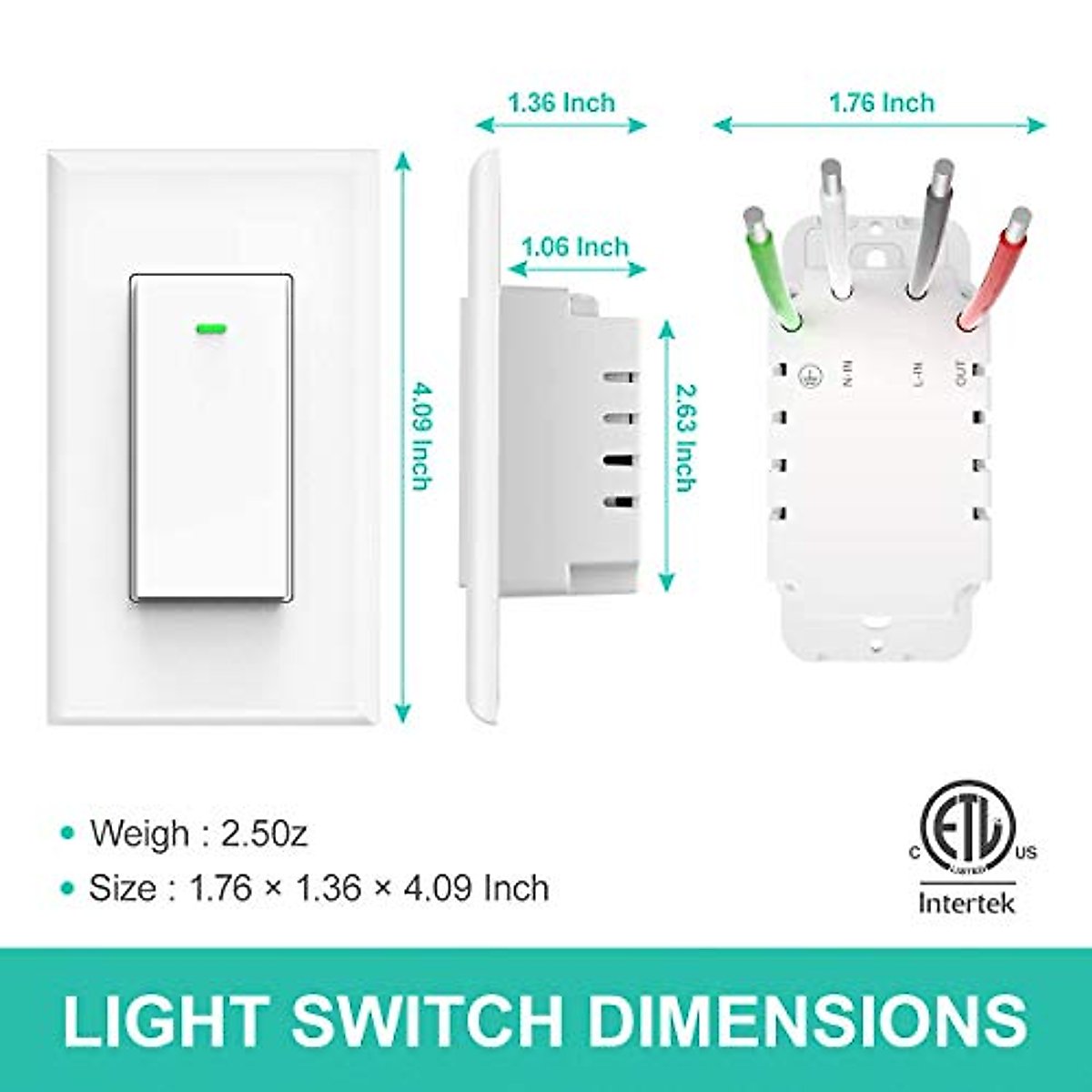 Smart Switch WiFi Light Switch No Hub Required, Light Switch Alexa Compatible with Google Assistant Requires Neutral Wire,Timer Schedule, KULED K36 4Pack