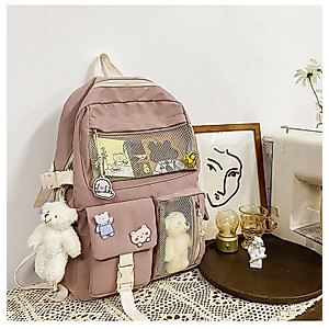 Dearsee Kawaii Backpack with Pins and Accessories, Cute Aesthetic Backpack Aesthetic
