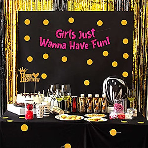 Girls Just Wanna Have Fun Neon Pink Glitter Banner – Bachelorette Party – Girls Birthday – Slumber Party – Pajama Party – Girls Night Out Decorations, Supplies, Favors and Gifts