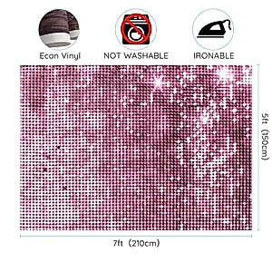 Wollmix 7x5ft Rose Gold Sequins Backdrop Disco Party Decorations Glitter Birthday Wedding Party Photo Background for Baby Shower Photography 70s Theme Halos Party Banner Photo Studio Props