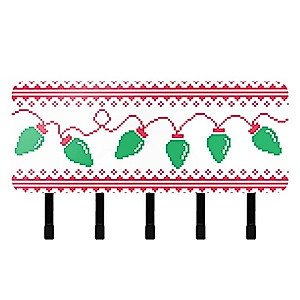 Sinestour Christmas Tree Light Key Holder for Wall Key Hanger with 5 Key Hooks Key Rack Organizer Key and Mail Holder for Wall Decorative Entryway Hallway Kitchen Farmhouse Apartment