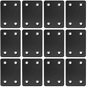 Black 2.4 x 1.5 Inch Metal Flat Straight Mending Plates Fixing Corner Brace with Screws for Furniture, Wood, Shelves, Cabinet, 12 Pcs