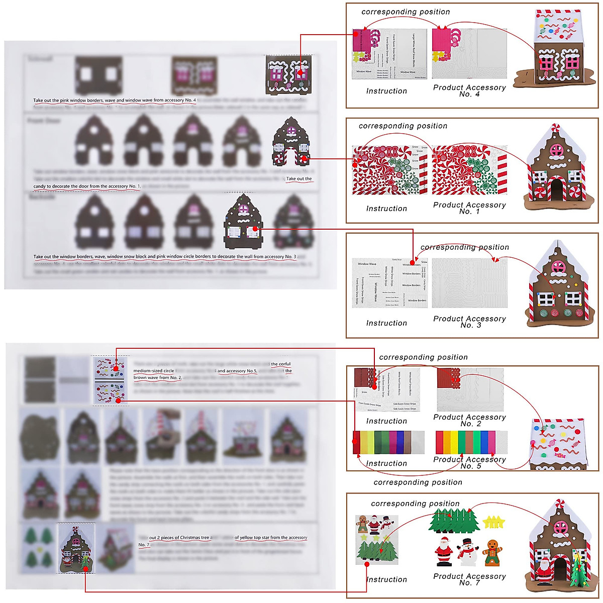 Elcoho 3 Sets of Gingerbread House DIY Craft Kit 3D Christmas Foam Stickers Decorations Party Crafts Decorations for Christmas Party Favors Project Art and Craft DIY Kit